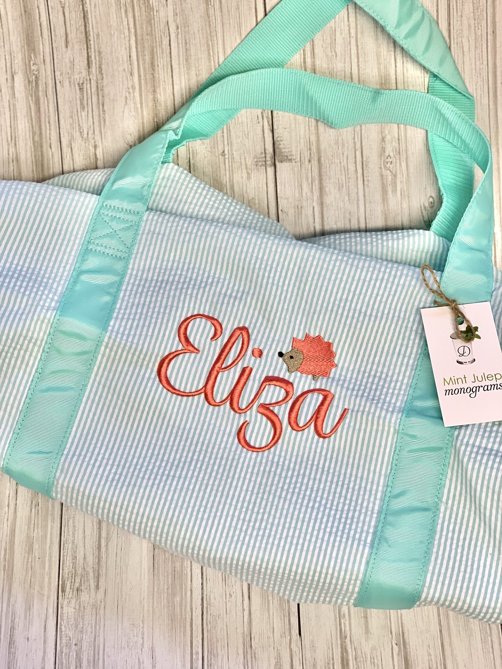 Mint-seersucker-duffel-bag-juniper-font-shrimp-thread-hedgehog-mini ...