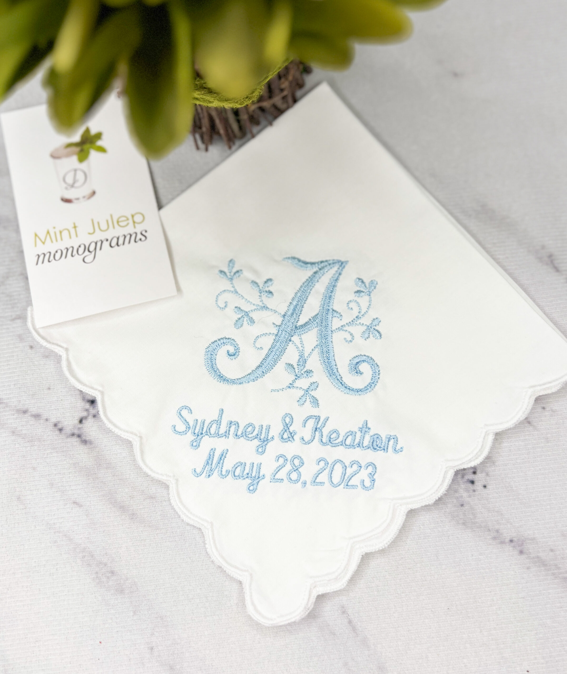 Monogrammed Handkerchief- style for any special occasion