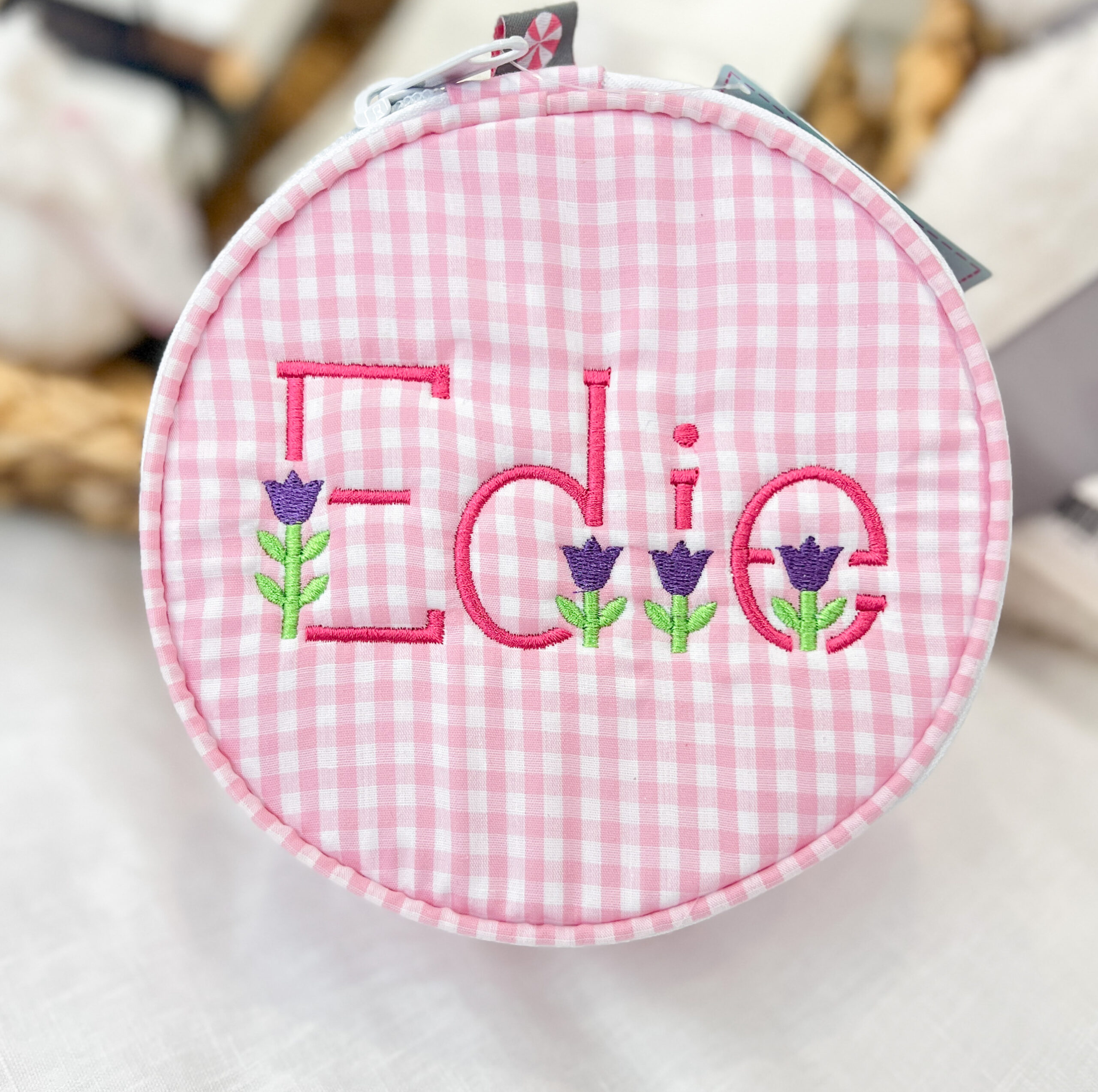 Button Bag with Monogram- perfect travel or every day bag!